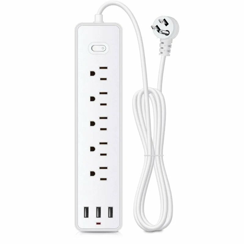 Стандартный разъем США 3USB с 5 разъемами EL10-белый
