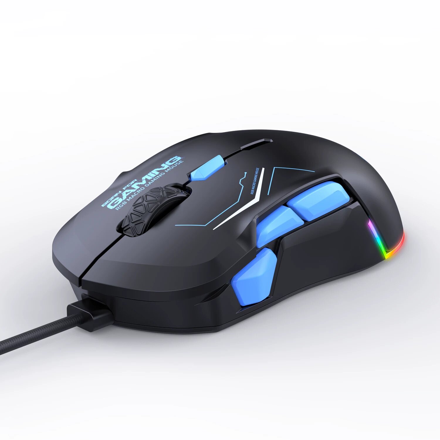 Игровая проводная мышь Onboard Macro X12 с 10 программируемыми кнопками для офиса и игр, для левшей, с функцией
