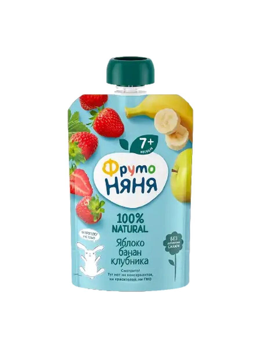 ФрутоНяня Десерт яблоко/банан/клубника 90г