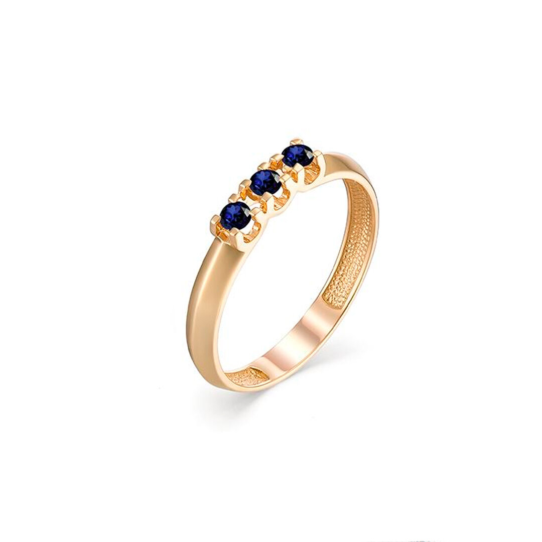 Кольцо дорожка, красное золото, 585 проба, сапфир