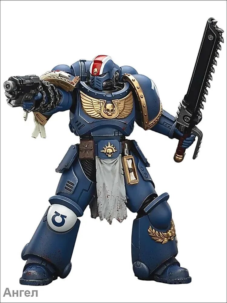 Подвижная фигурка JOYTOY Warhammer 40K Action Figures Ultramarines Lieutenant Titus-Collectors Edition Model
