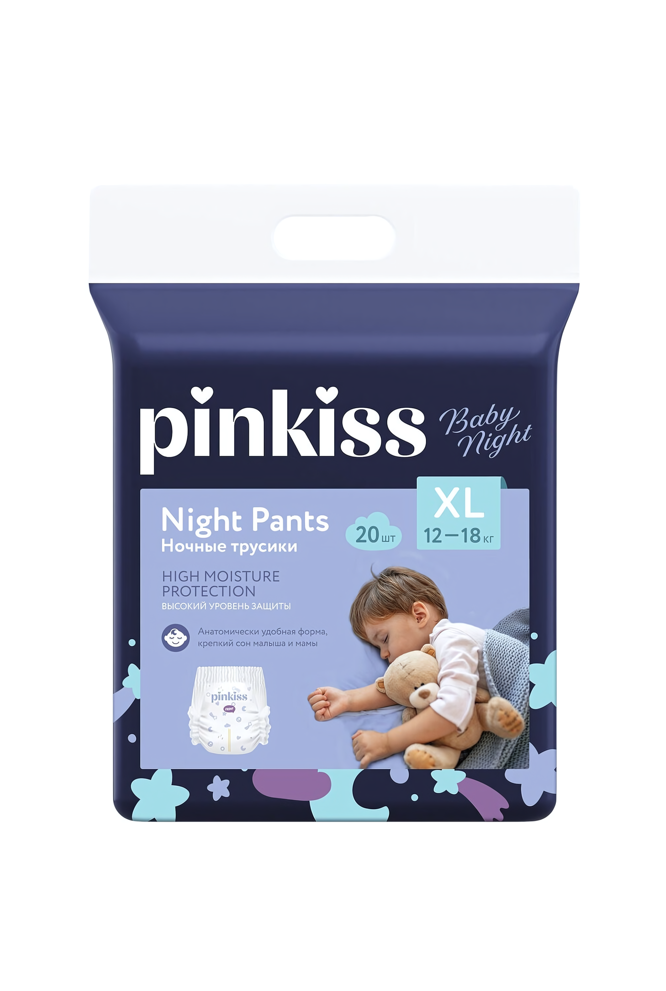 Подгузники-трусики Pinkiss Baby Night, размер XL (12-18 кг) 20 шт.