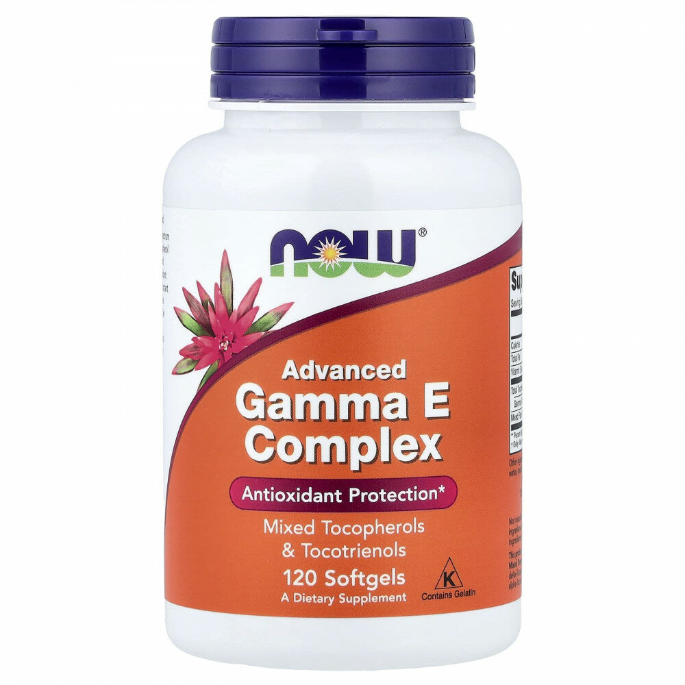 NOW Foods, Gamma E Complex, комплекс с витамином E и гамма-токоферолом, улучшенный, 120 капсул
