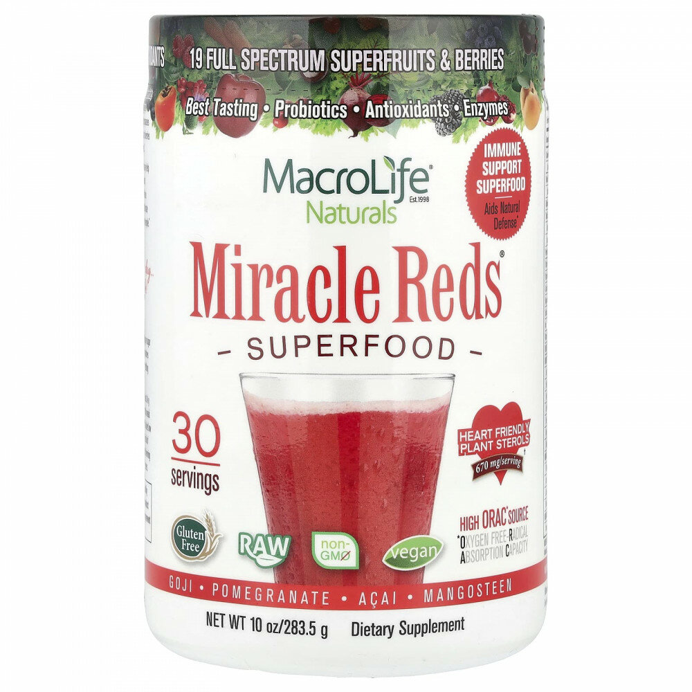 Macrolife Naturals, Прекрасные красные, Суперпища на основе сердечных антиоксидантов, Пищевая добавка, 10 унций (283,5 г)