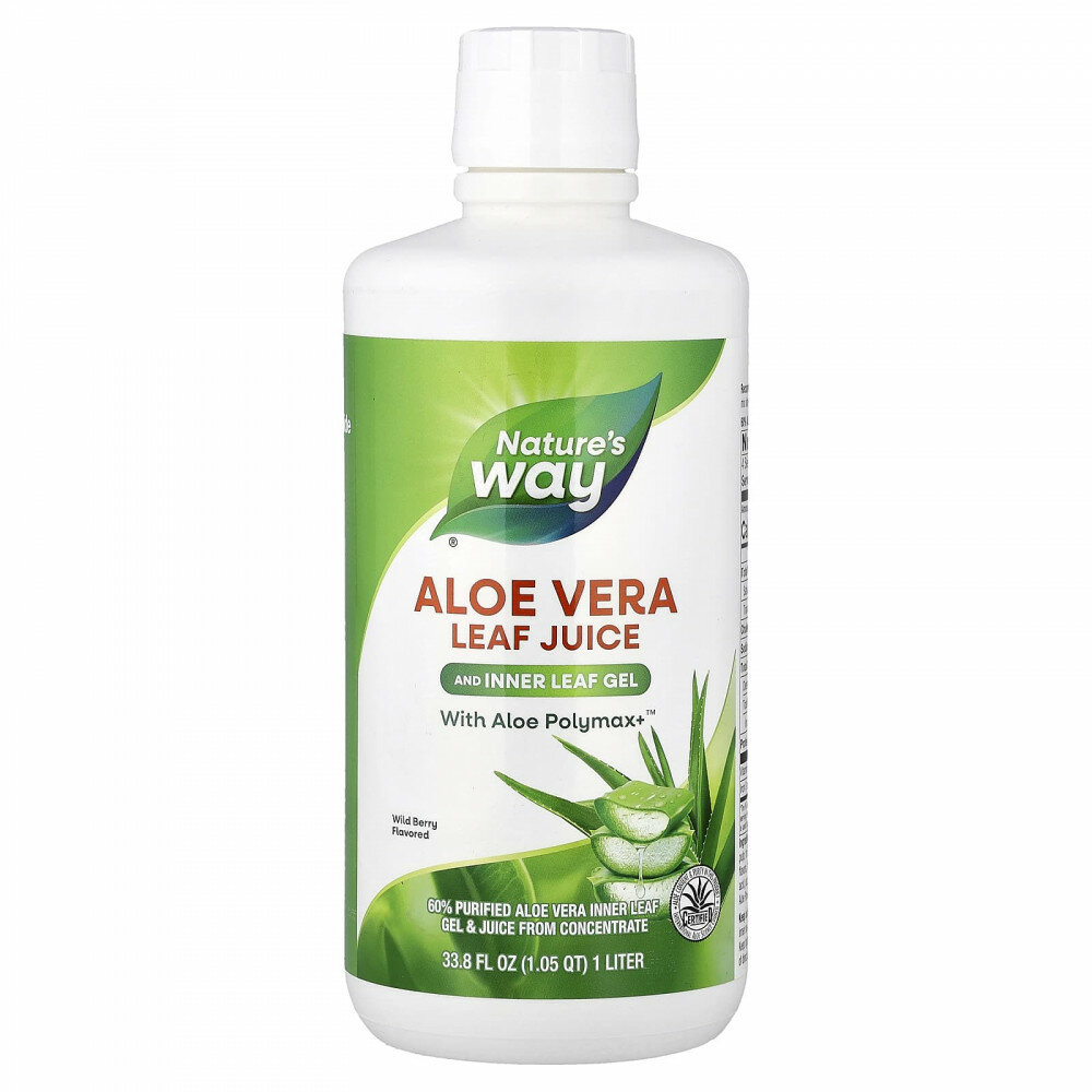 Nature's Way, сок из листьев алоэ вера и гель из внутренней части листьев алоэ вера (Aloe Polymax+™), ягодный вкус, 1 л (33,8 жидк. унции)