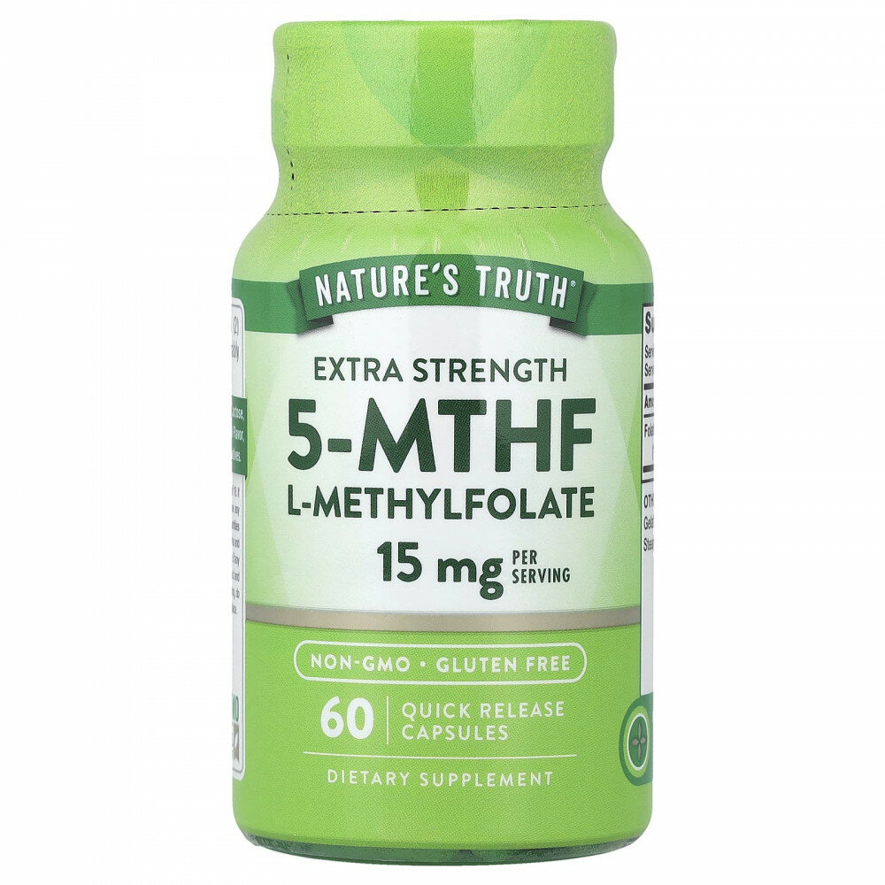 Nature's Truth, L-метилфолат 5-МТГФ, 60 капсул с быстрым высвобождением (7,5 мг в 1 капсуле)
