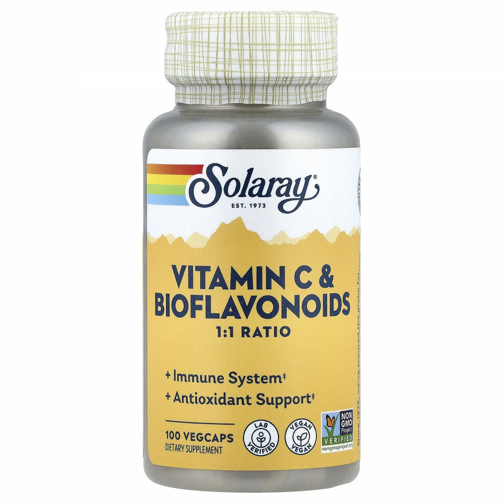 Solaray, витамин C с биофлавоноидами, 100 капсул VegCap