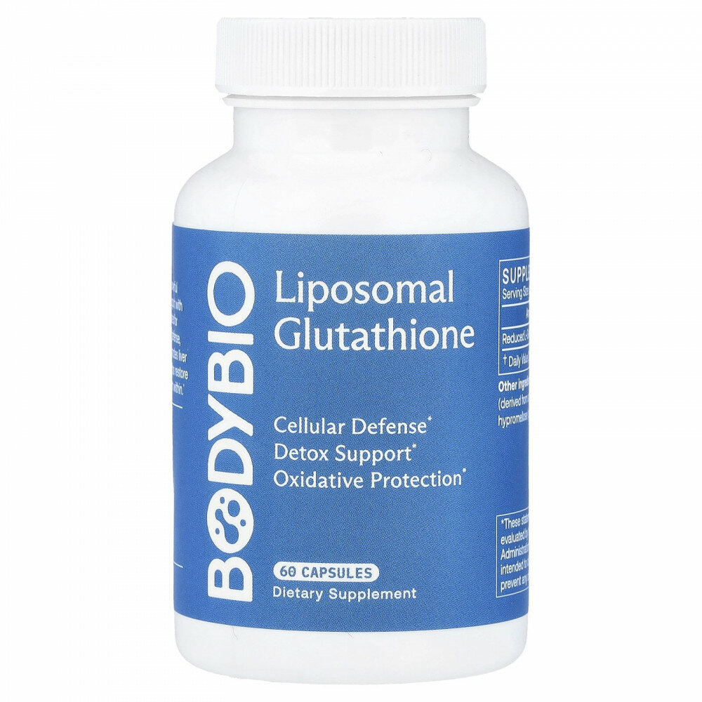 BodyBio, липосомальный глутатион, 60 капсул (250 мг в 1 капсуле)