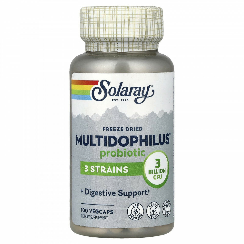 Solaray, сублимированные пробиотики Multidophilus™, 3 млрд КОЕ, 100 растительных капсул