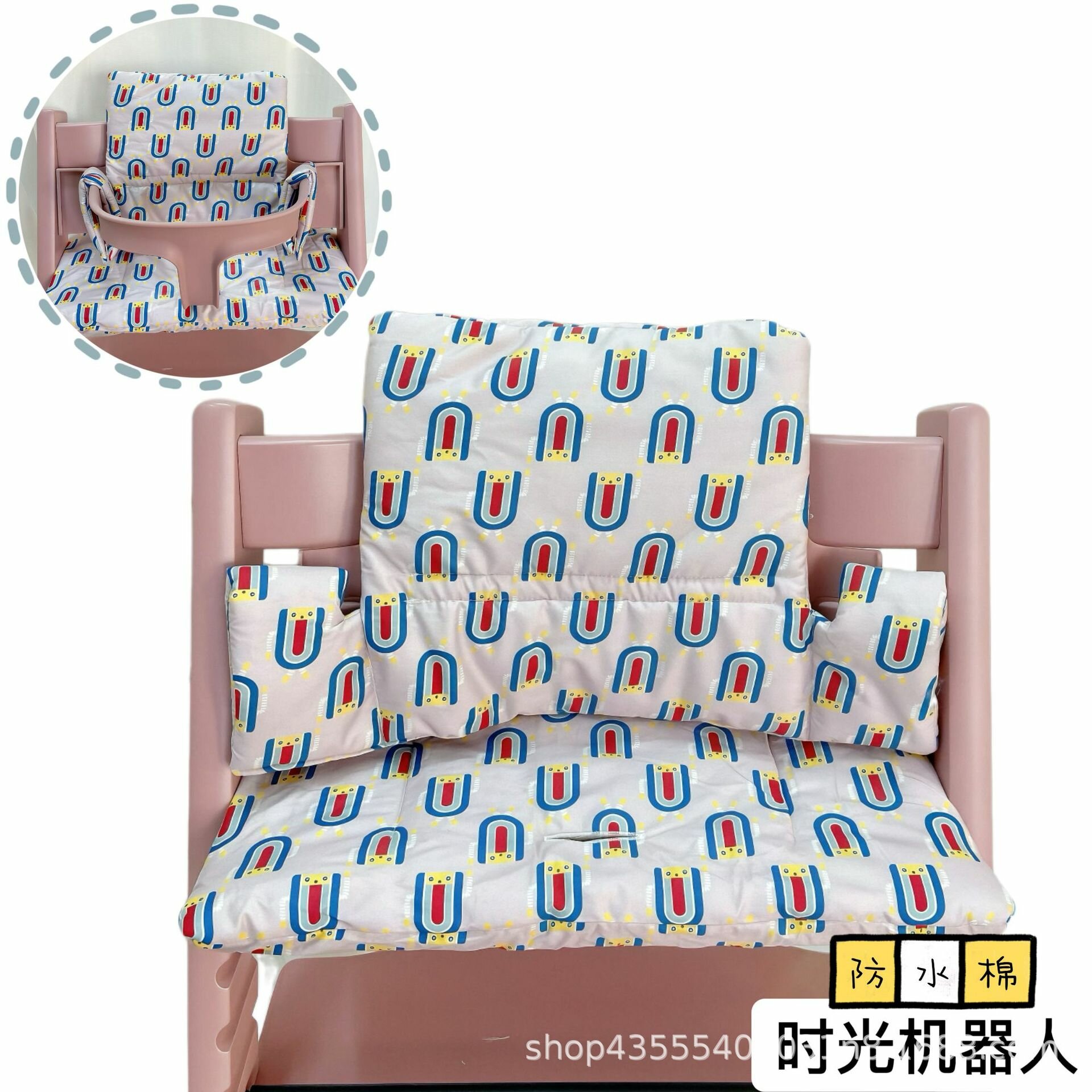 Подушка для стульчика для кормления, подушка и спинка для детского стульчика, водонепроницаемая и непромокаемая подушка из чистого хлопка, подушка для сиденья детского стульчика.