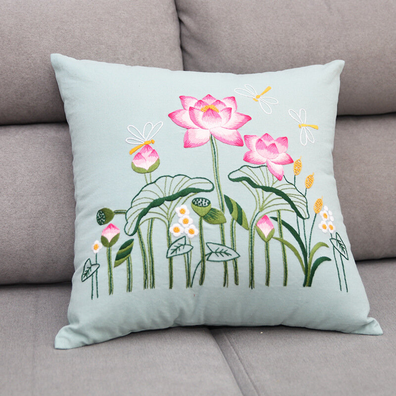 Новогодняя вышитая подушка "Лу", набор материалов для рукоделия, вышивка крестиком, трехмерный цветочный узор, подушка для гостиной, автомобильная подушка.