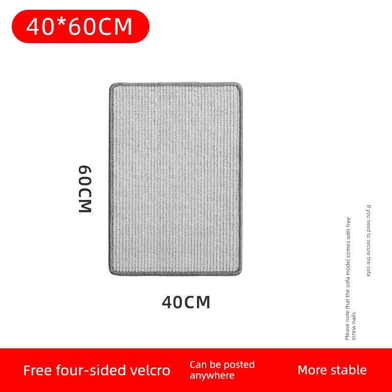 Серый коврик для когтей из джута 40x60 см для кроликов, крепкий, не осыпается, в комплекте магнитная лента, безопасный