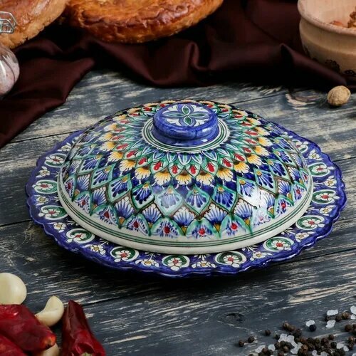 Блинница с крышкой Риштанская Керамика 24 см, блюдо для сервировки