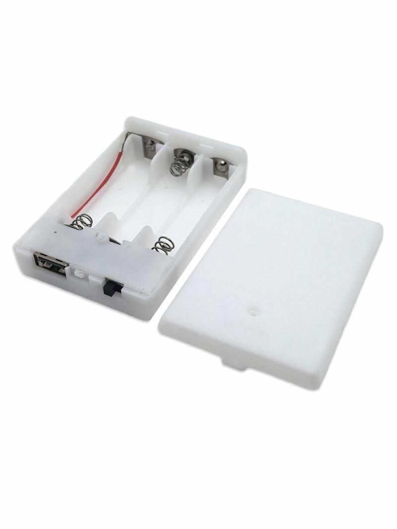 USB батарейный блок компактный 7,5x5x2 см пластиковый корпус — для подзарядки USB-устройств, черный/белый, 1 шт.
