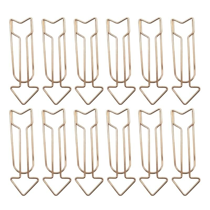 Металлические скрепки-закладки, 12 шт, Розовое золото