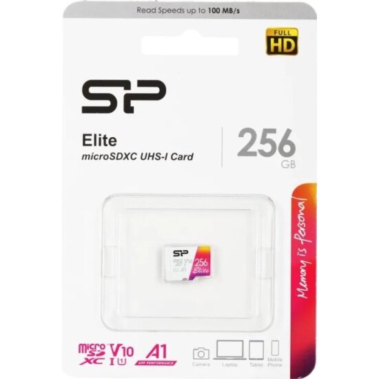 Карта памяти Silicon Power microSDXC 256Gb Elite Class 10 UHS-I U1 A1 (100/10 Mb/s)
