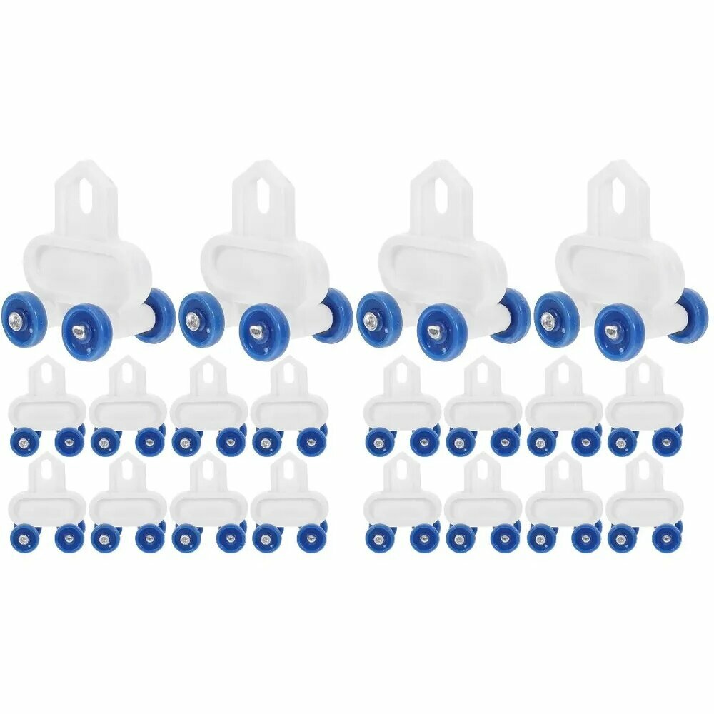 Комплект из 40 пластиковых колесиков для штор, с двойным изогнутым направляющим треком