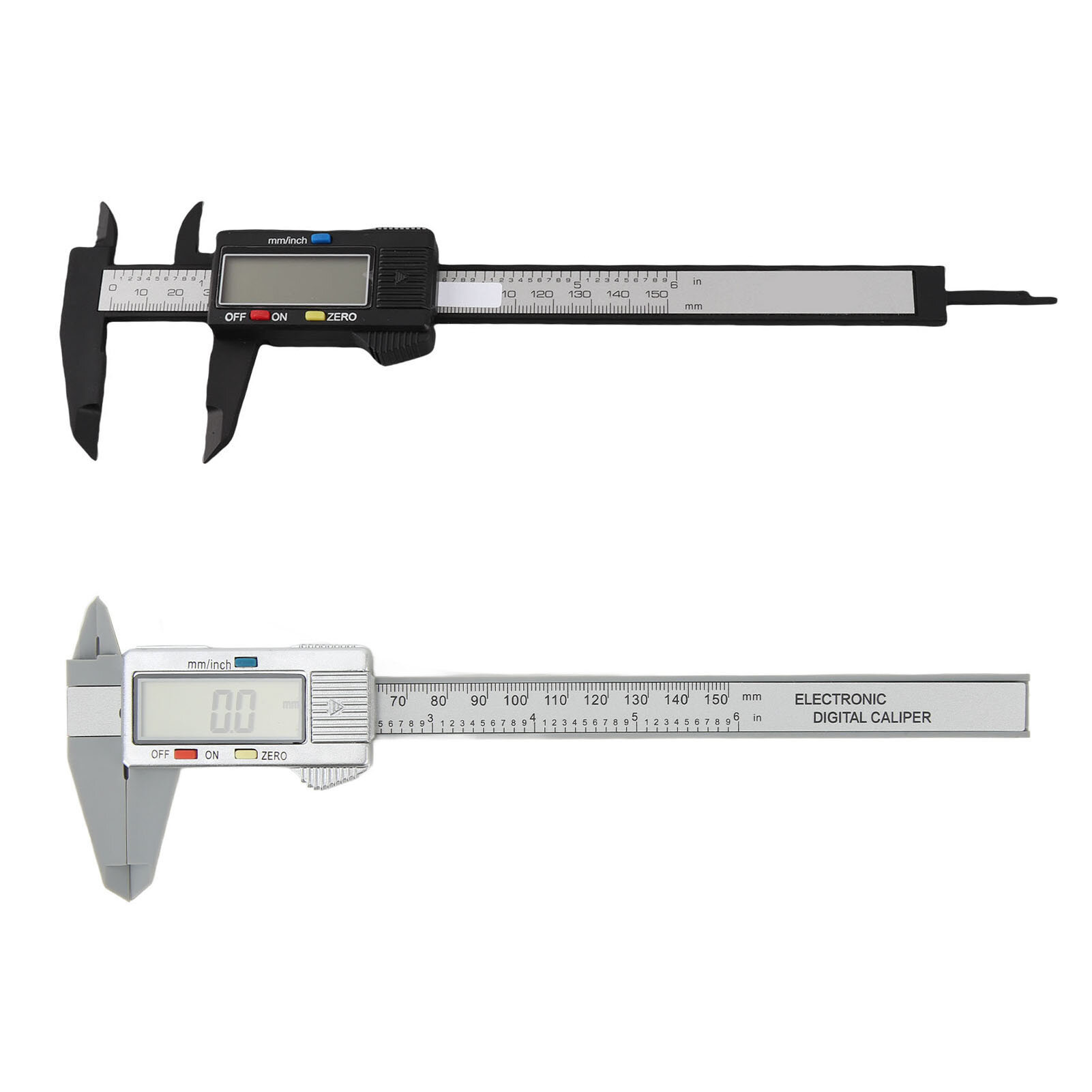 Цифровой штангенциркуль, электронный ЖК-экран, измерительный инструмент 6 дюймов, 150 мм, преобразование дюймов в миллиметры, PA66, черный