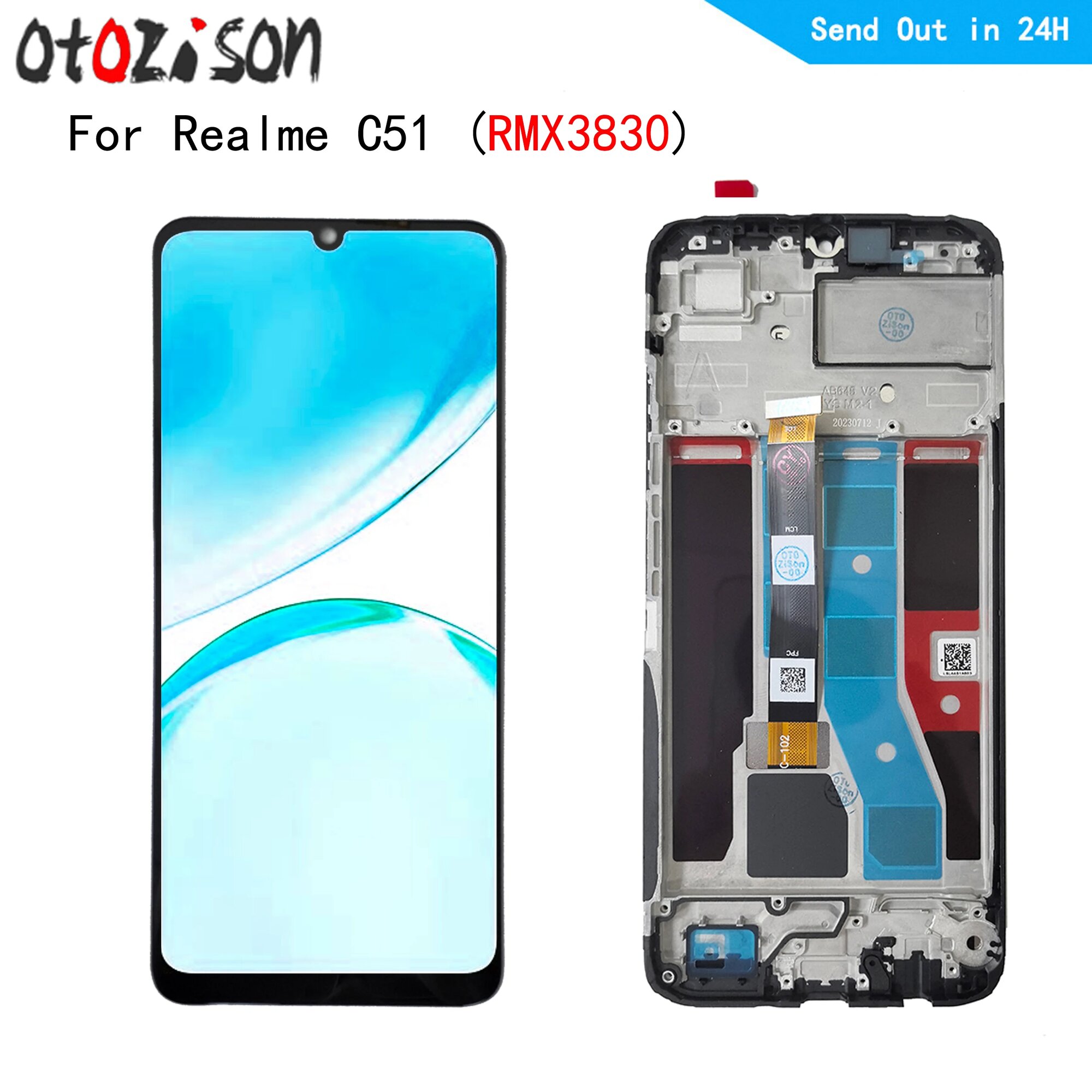 Экран в сборе Realme C51 RMX3830 с черной рамкой