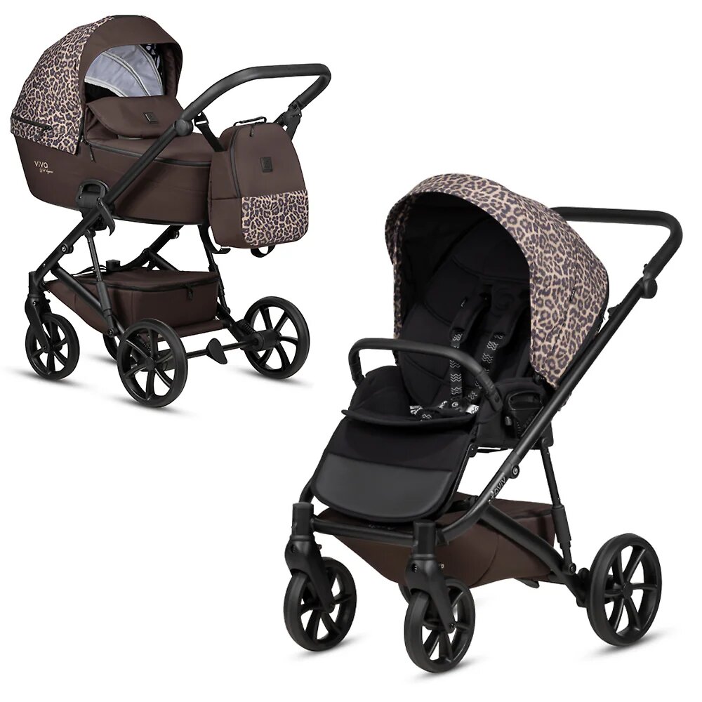 Детская коляска 2в1 Tutis Viva 6+, цвет Wild Mocca / Wild Elegance (Леопардовый / Коричневый)