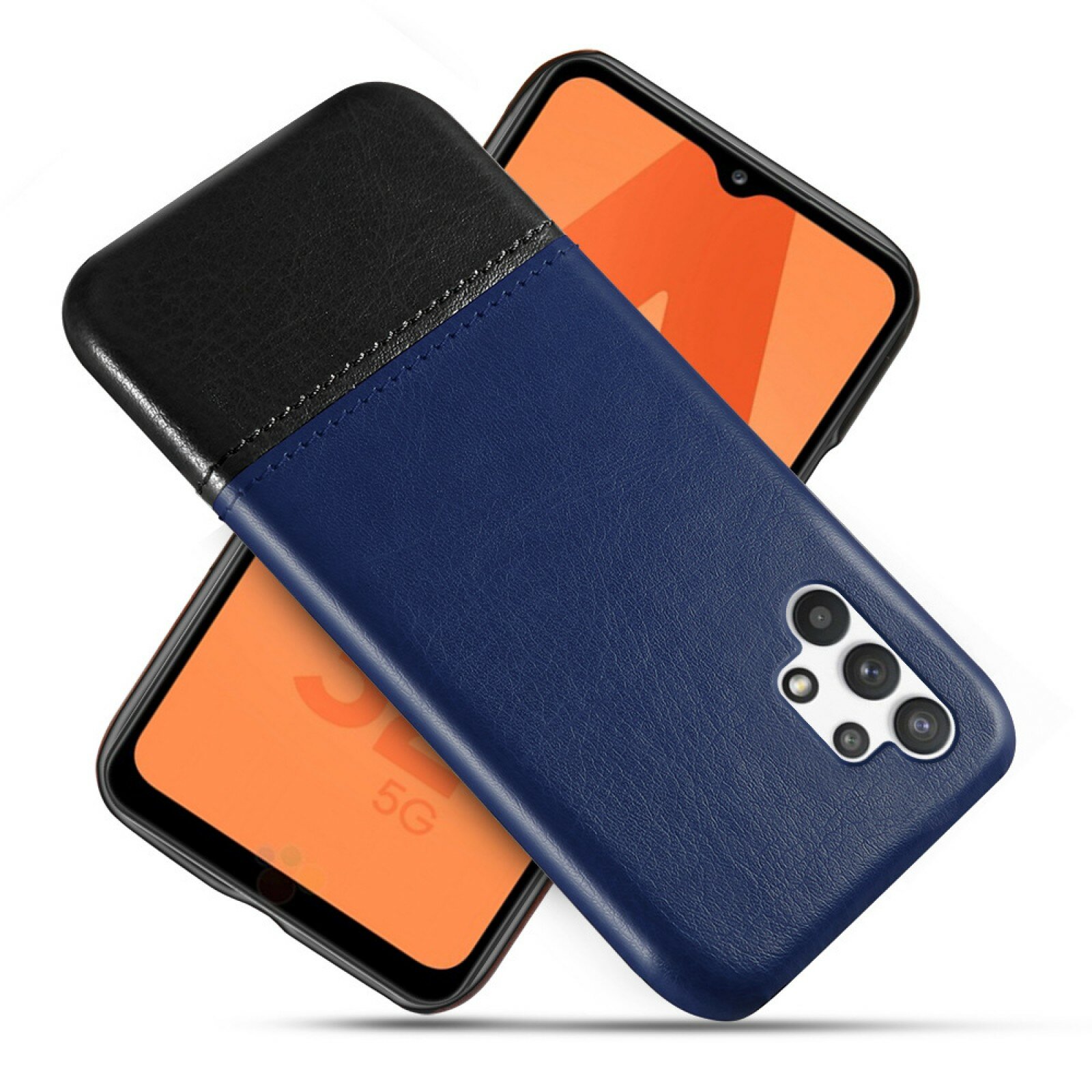 Защитный чехол Чехол. ру накладка для Samsung Galaxy A32 5G из искусственной кожи, двухцветный сине-черный