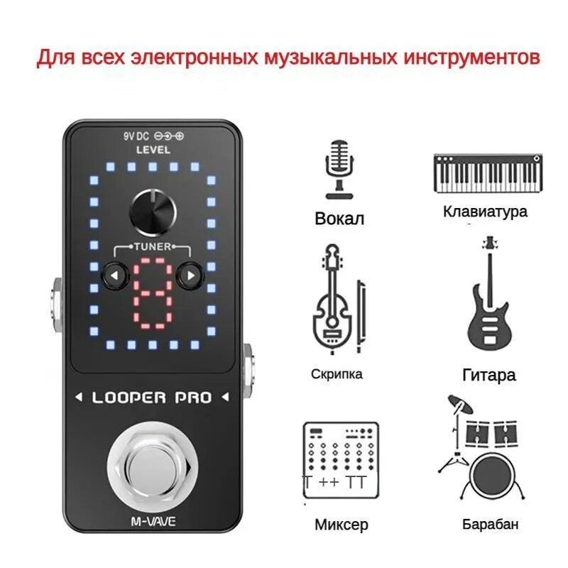 M-VAVE Looper Pro Педаль эффектов для электрогитары портативная, металл — фото 1
