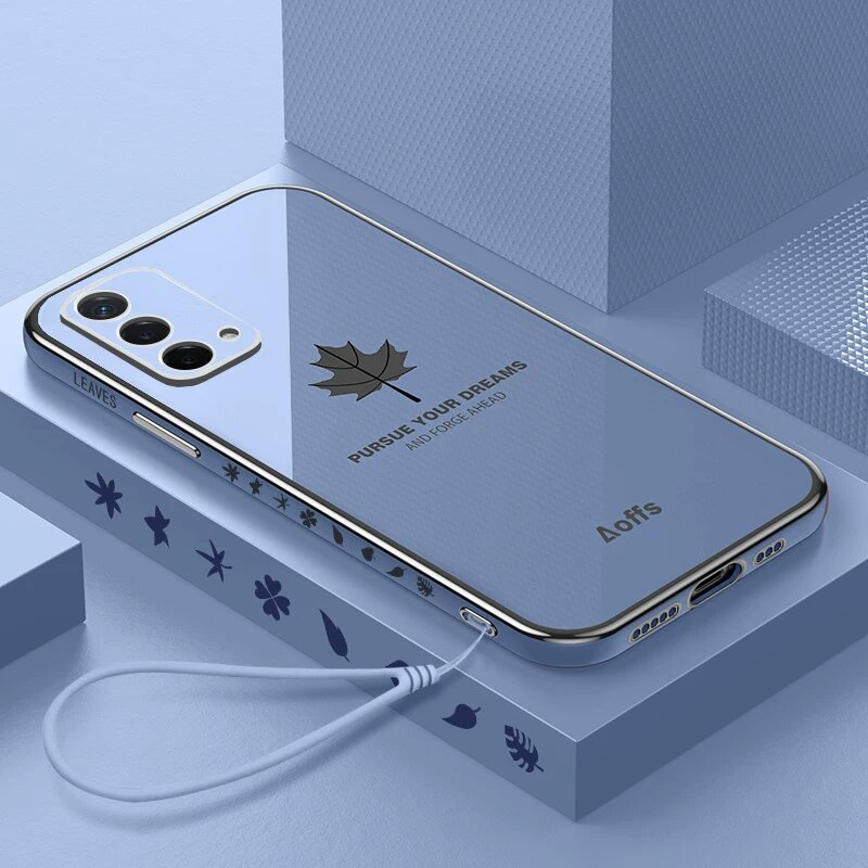OPPO A93 Силиконовый чехол для телефона Морская синева с закаленным стеклом и совместимым шнурком