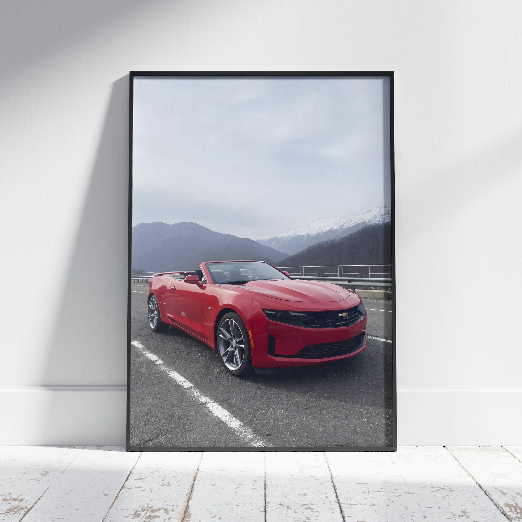 Плакат на стену для интерьера Кабриолет (Chevrolet Camaro ZL1 4) - Постер по машинам родстерам с открытым верхом формата А4 (21x30 см)