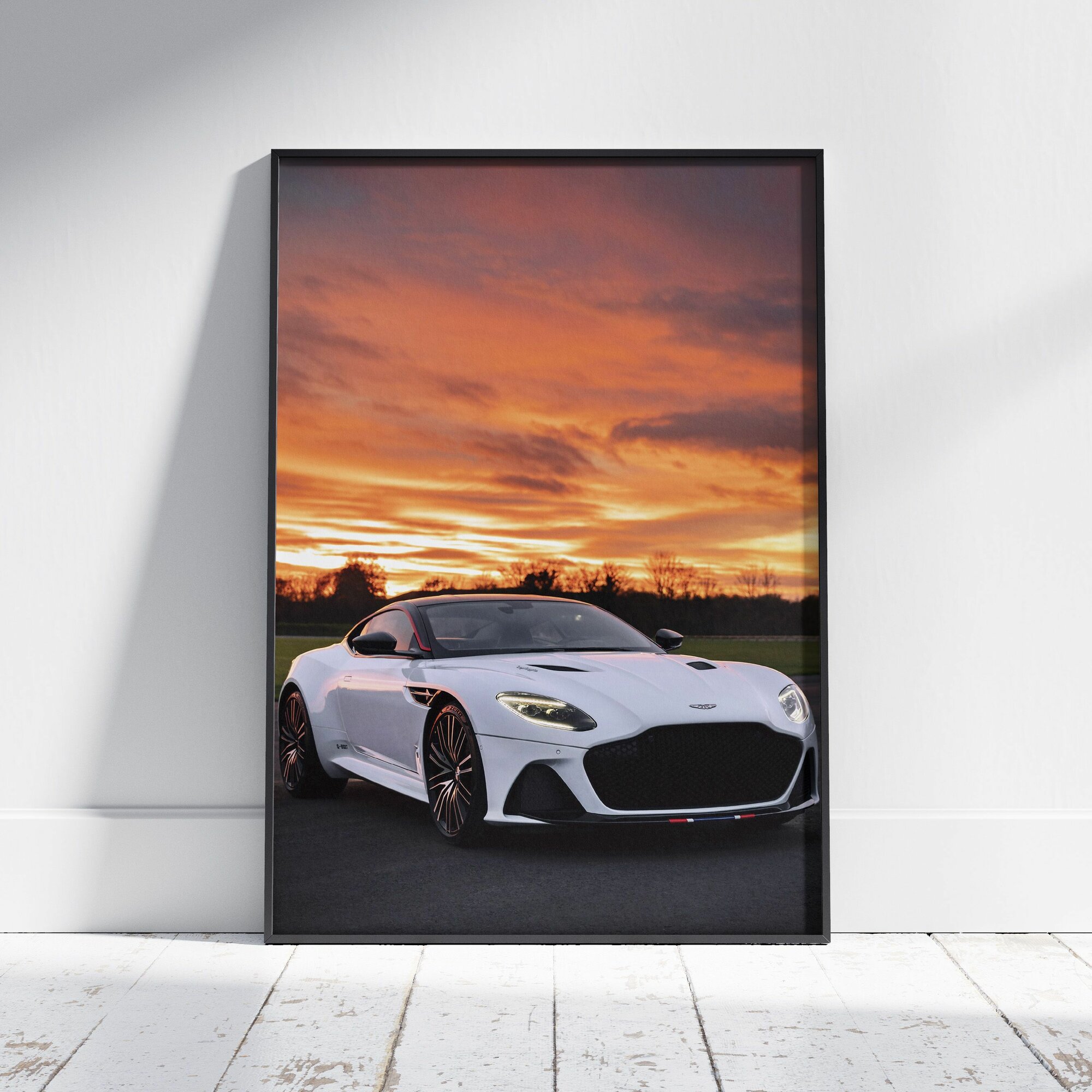 Плакат на стену для интерьера Спорткар (Aston Martin DBS Superleggera 3) - Постер по спортивным гоночным машинам автомобилям формата А4 (21x30 см)