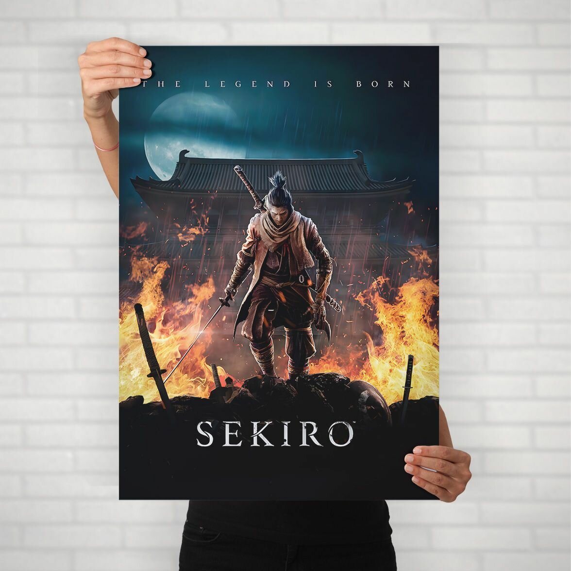 Плакат на стену для интерьера Секиро Шадоу Дай Твайс (Волк 9) - Постер по игре Sekiro Shadows Die Twice формата А1 (60x84 см)