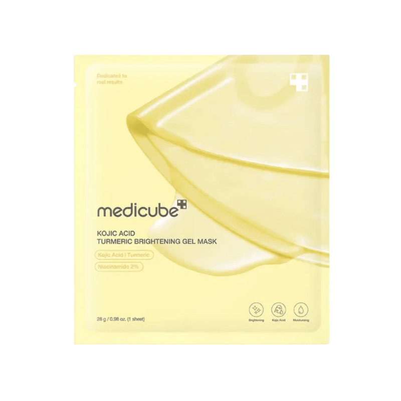 Восстанавливающая осветляющая гелевая маска Medicube с тирозином и куркумой, питание аминокислотами, устраняет пигментацию 28 г, комплект 4 листа в коробке