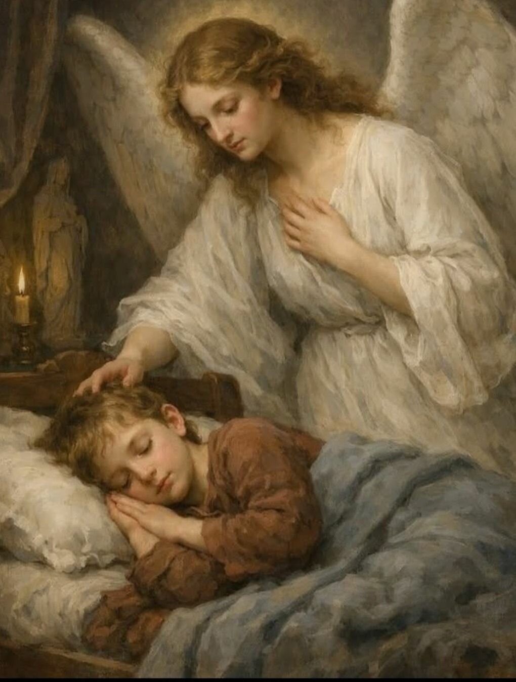 Алмазная Картина "Ангел-хранитель" 5D Круглый Бриллиант 30х40 См