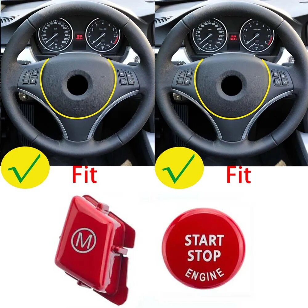 Кнопка Запуска/остановки Двигателя На Руле Для BMW 1 Серии E81 E82 E87 E88 X1 E84, Red, Красный