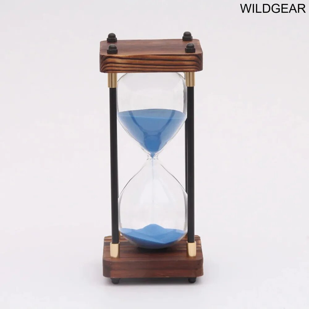 Песочные часы 60 минут, синий цвет и настольный формат, для интерьера и подарка