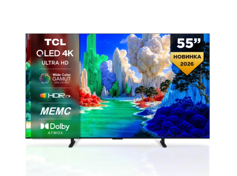 Телевизор QLED TCL 55A400, Smart TV (Google TV), 4K HDR, черный