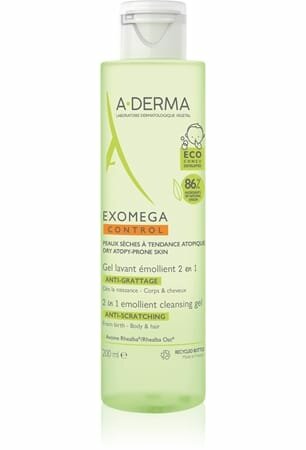 A-Derma Средство для душа Exomega Control 2 в 1 увлажняющий очищающий гель унисекс, 200 мл