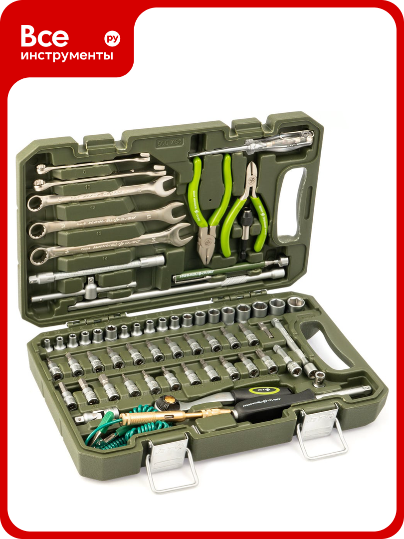 Набор головок Дело Техники 1/4 с инструментом, 65 предметов 600765