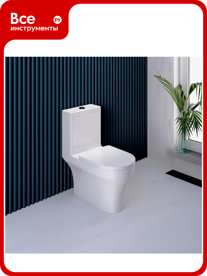 Унитаз с бачком напольный RGW SW-05 белый, горизонтальный выпуск, с микролифтом (моноблок) 67420105-01