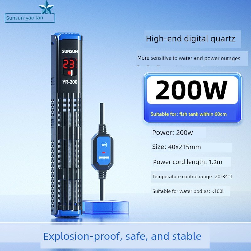 200W обновленный аквариумный обогреватель с PID-дисплеем и точным контролем температуры, защитой от высыхания и