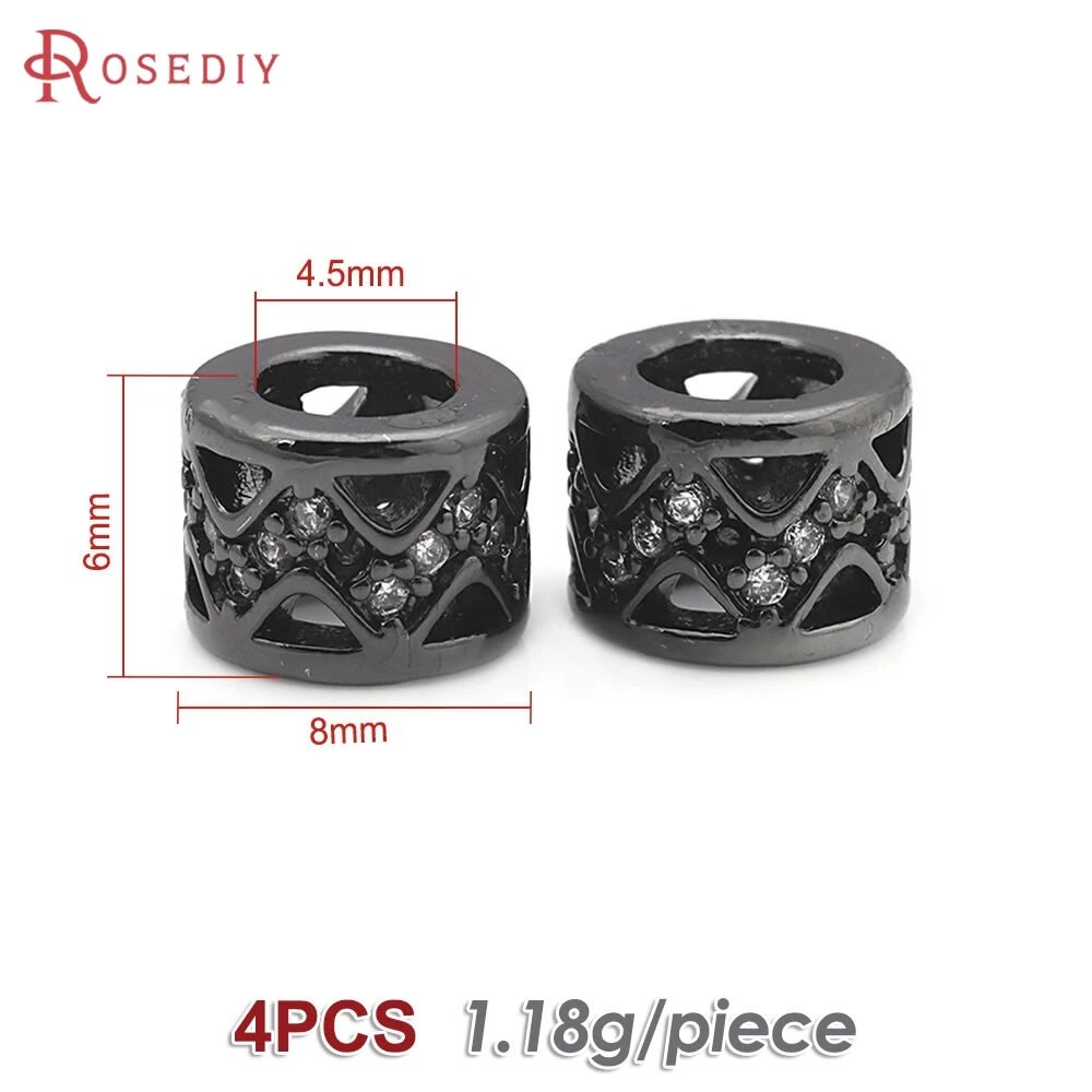 Браслеты Rosediy, бусины черные, 8x6x4.5 мм, 4шт