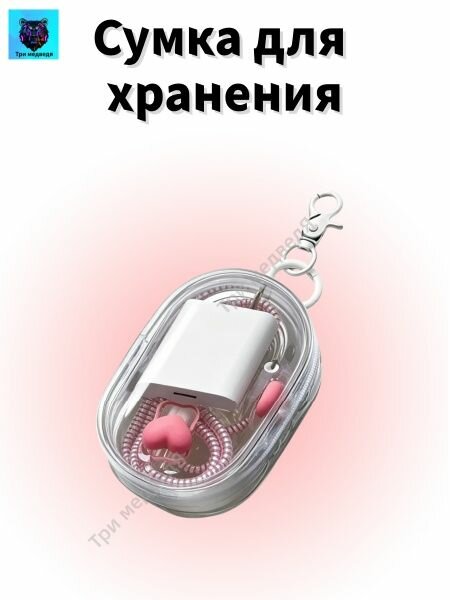 Сумка для хранения зарядного кабеля Прозрачный адаптер линии передачи данных Органайзер для наушников