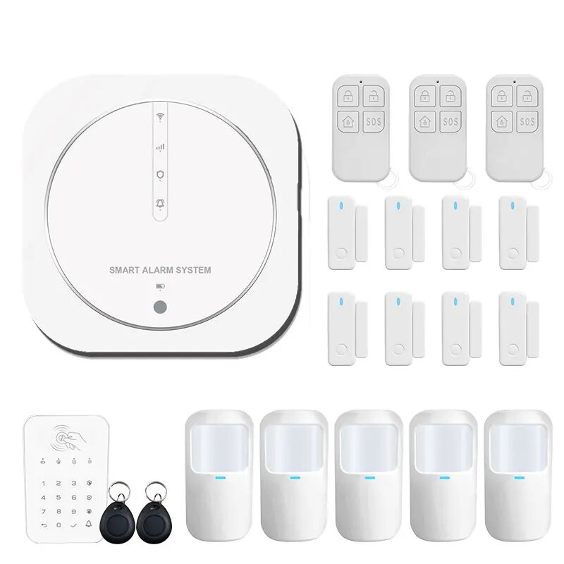 Система беспроводной GSM-сигнализации для умного дома Tuya Google Wifi Security Tuch с детектором 433МГц, датчиком движения, сиреной Supports-kit12