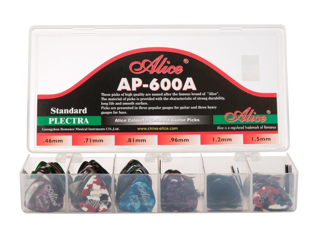 AP-600A Коробка медиаторов, 600шт, 6 толщин. Alice