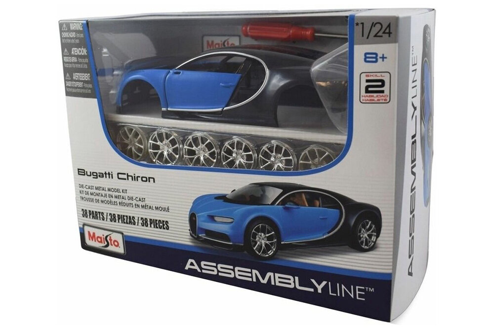 Модель сборная MAISTO Bugatti chiron / бугатти широн синий (сборка без клея)