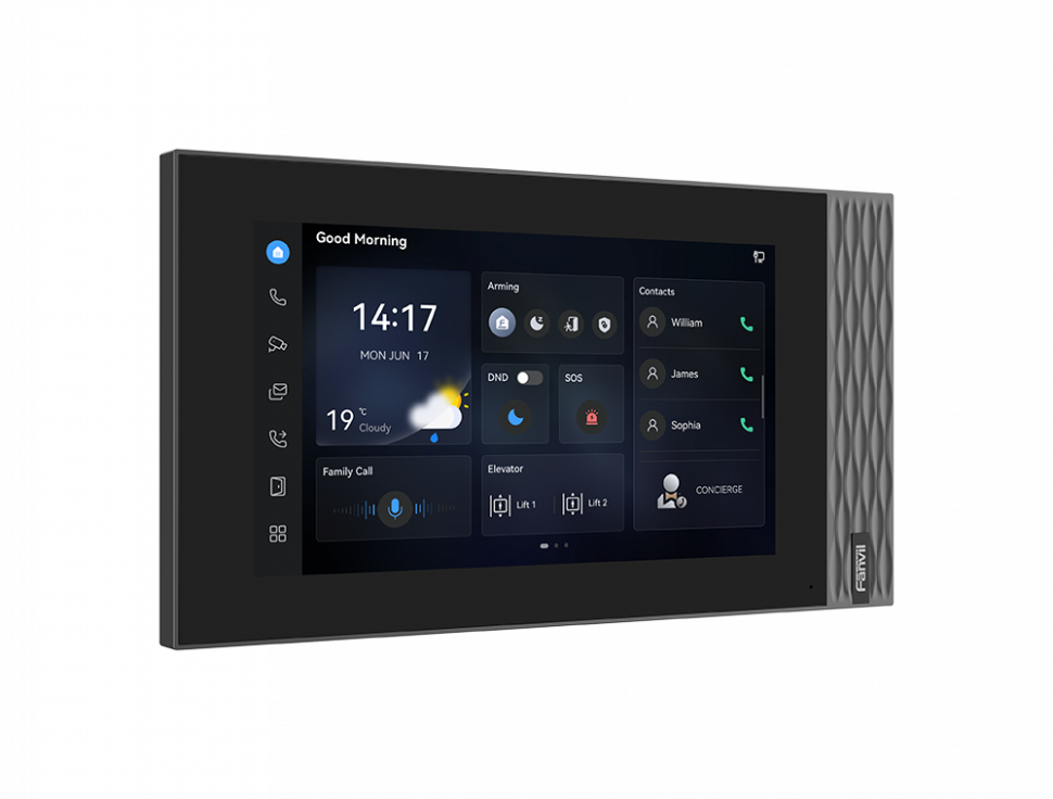 Ответная часть Fanvil i554 для SIP-домофона, 7" экран, без Wi-Fi, без б/п, черная