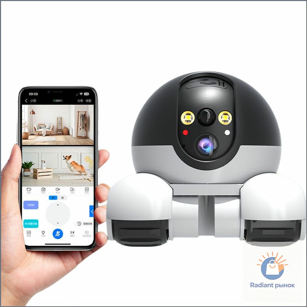 Беспроводная HD-камера для наблюдения за питомцами с Wi-Fi, 1080P, двойным объективом и двухсторонним аудио
