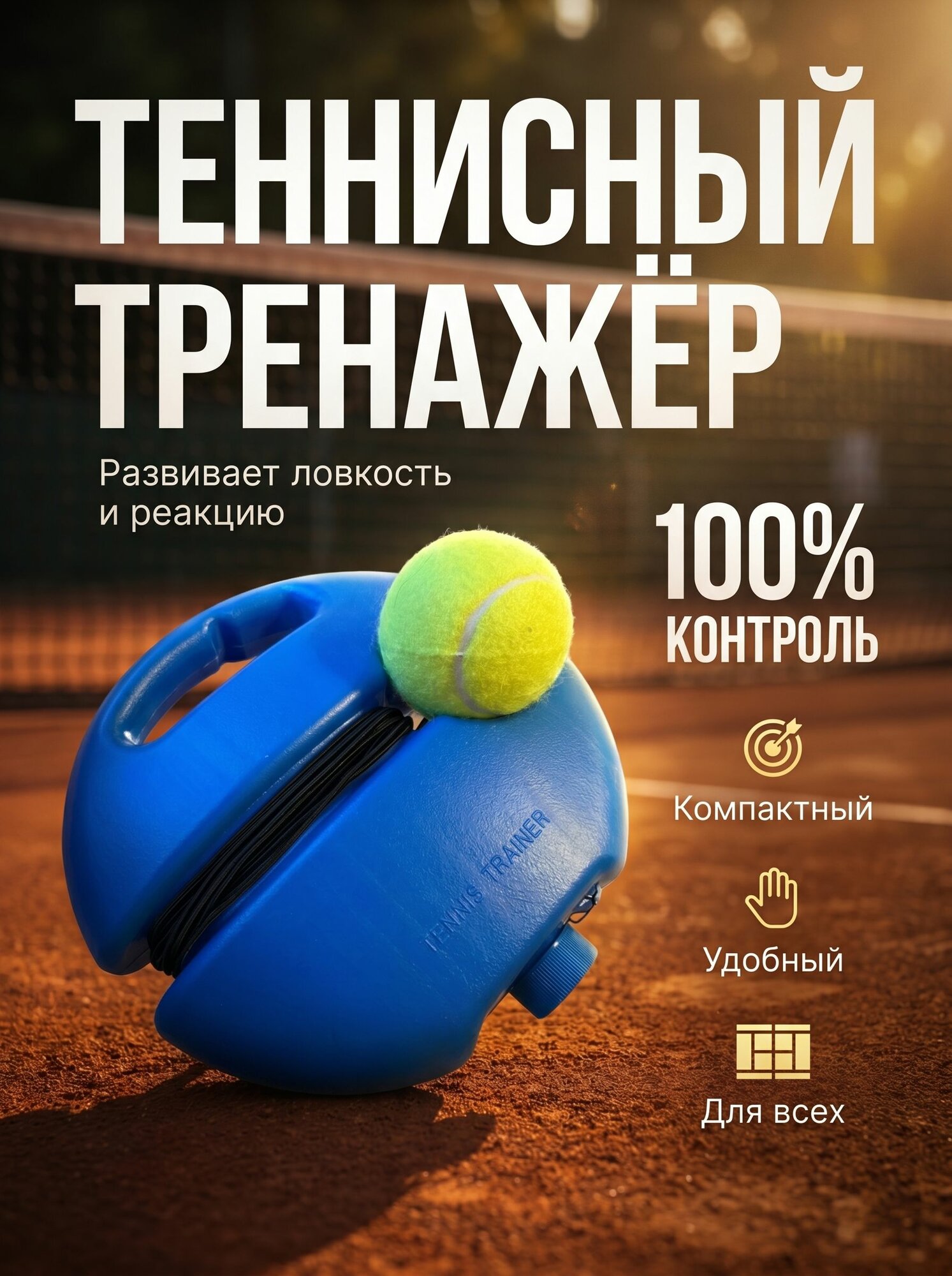 Удобный тренажер для тенниса Shark Fit для самостоятельных тренировок