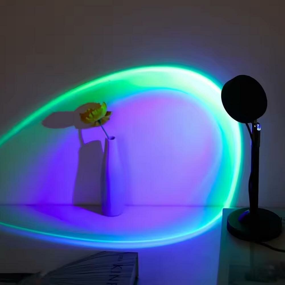 Лампа с RGB для пультом Sunset Lamp RGB, питание USB, проектор заката, атмосферный светильник