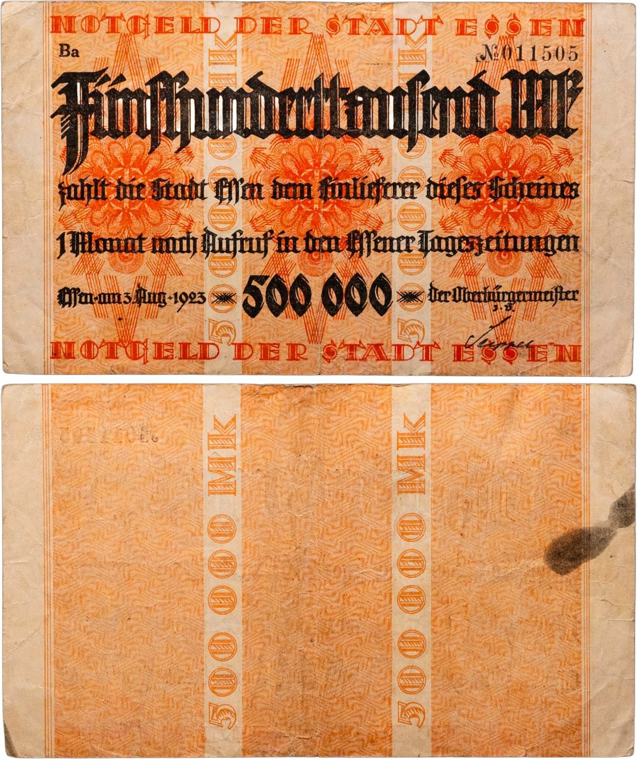 Германия, Нотгельд, Эссен 500 000 марок 1923
