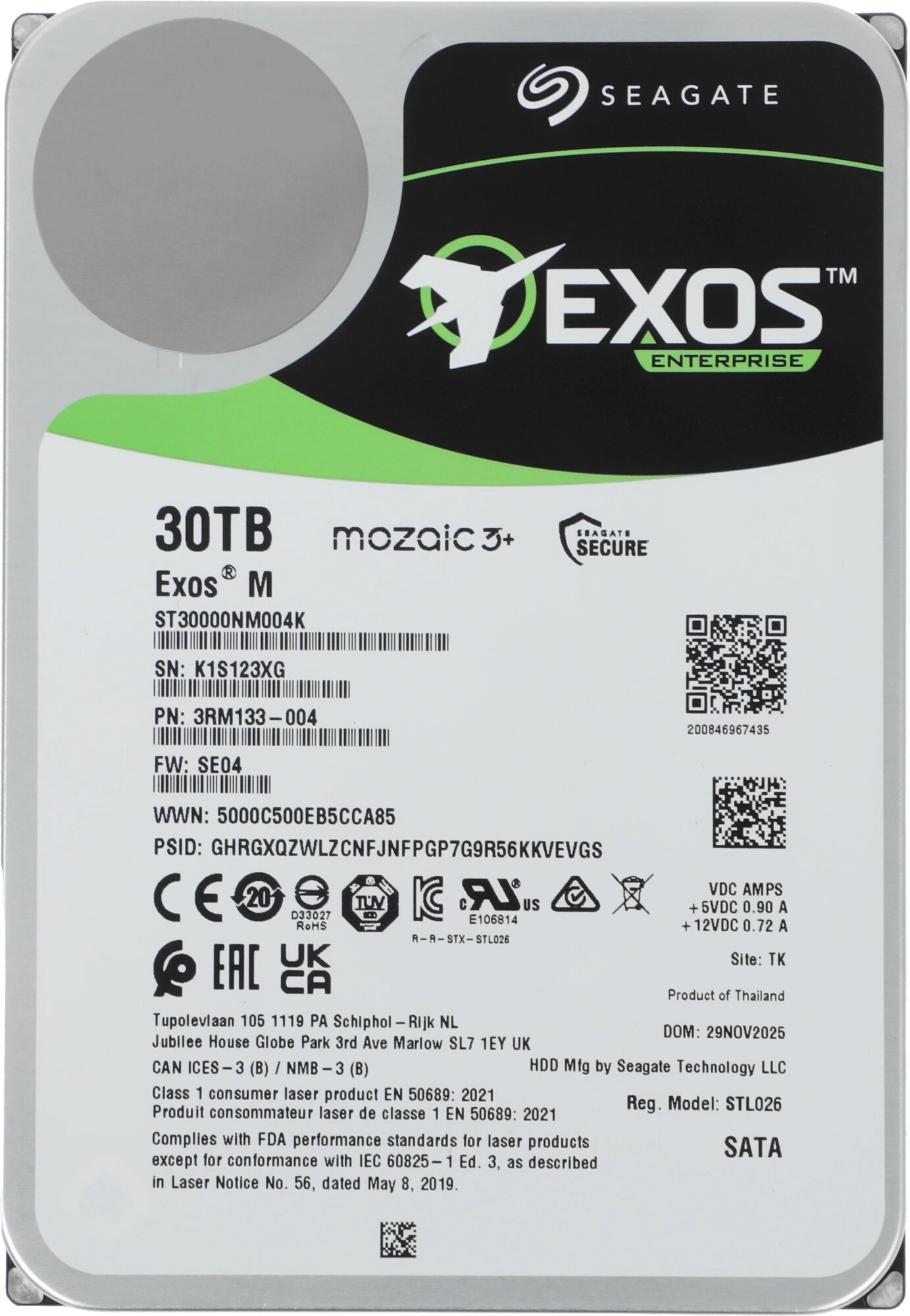 Жесткий диск Seagate SATA-III 30TB ST30000NM004K Server Exos M 512E (7200rpm) 512Mb 3.5